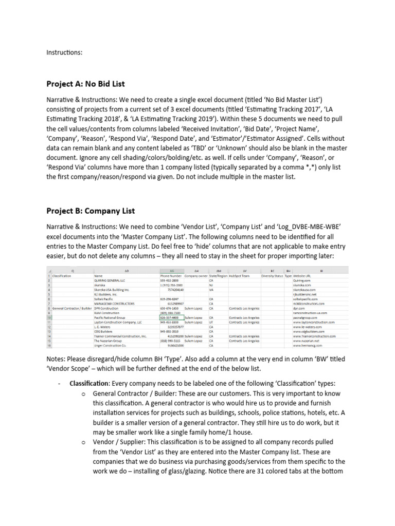 Instructions | PDF | Microsoft Excel | Computing