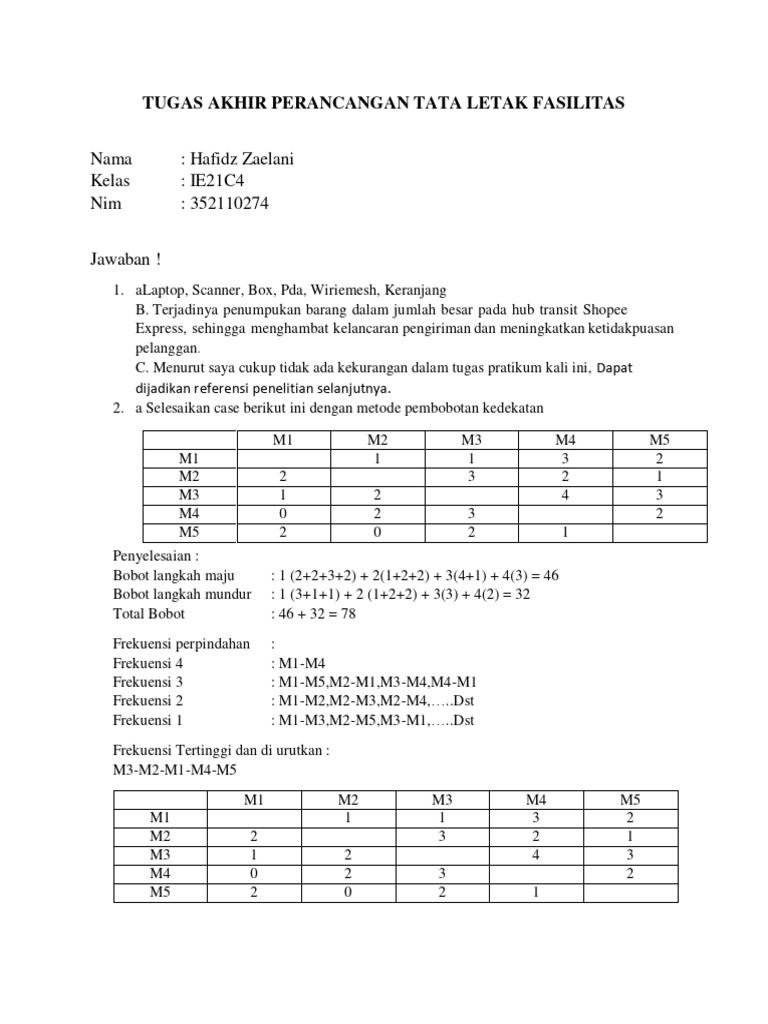 TUGAS AKHIR PERANCANGAN TATA LETAK FASILITAS Hafidz | PDF