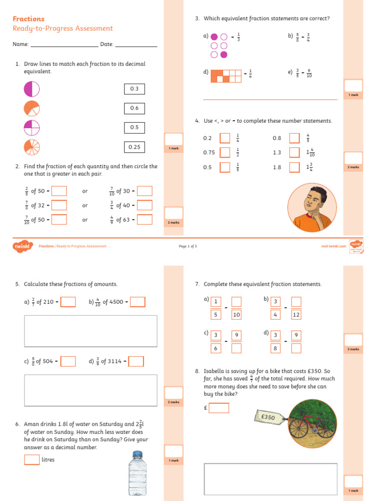 KS2 Fractions Assessment Test | PDF | Numbers | Mathematics