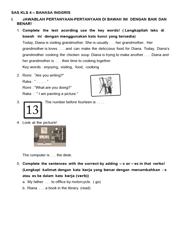 Soal Sumatif B.Ing Kelas 4 | PDF