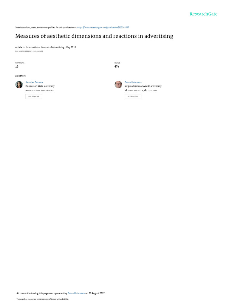 Measures of Aesthetic Dimensions and Reactions in Advertising | PDF ...