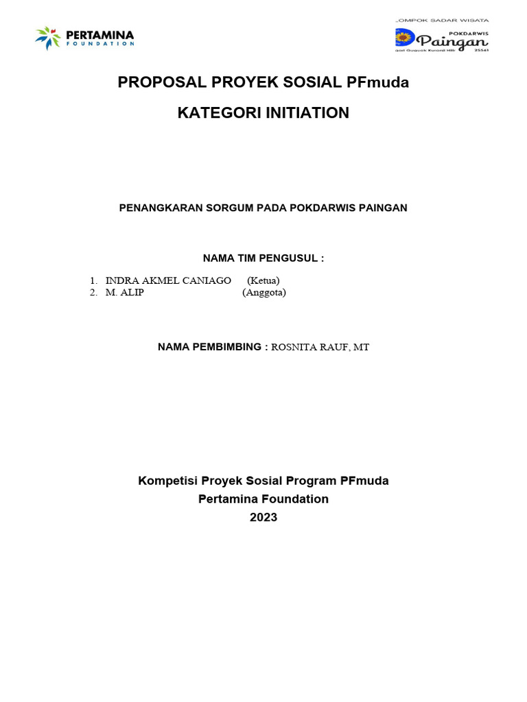 Proposal Kategori Initiation - PFmuda 2023 | PDF