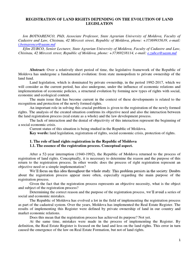 Land Rights Registration in Moldova | PDF | Property | Land Use
