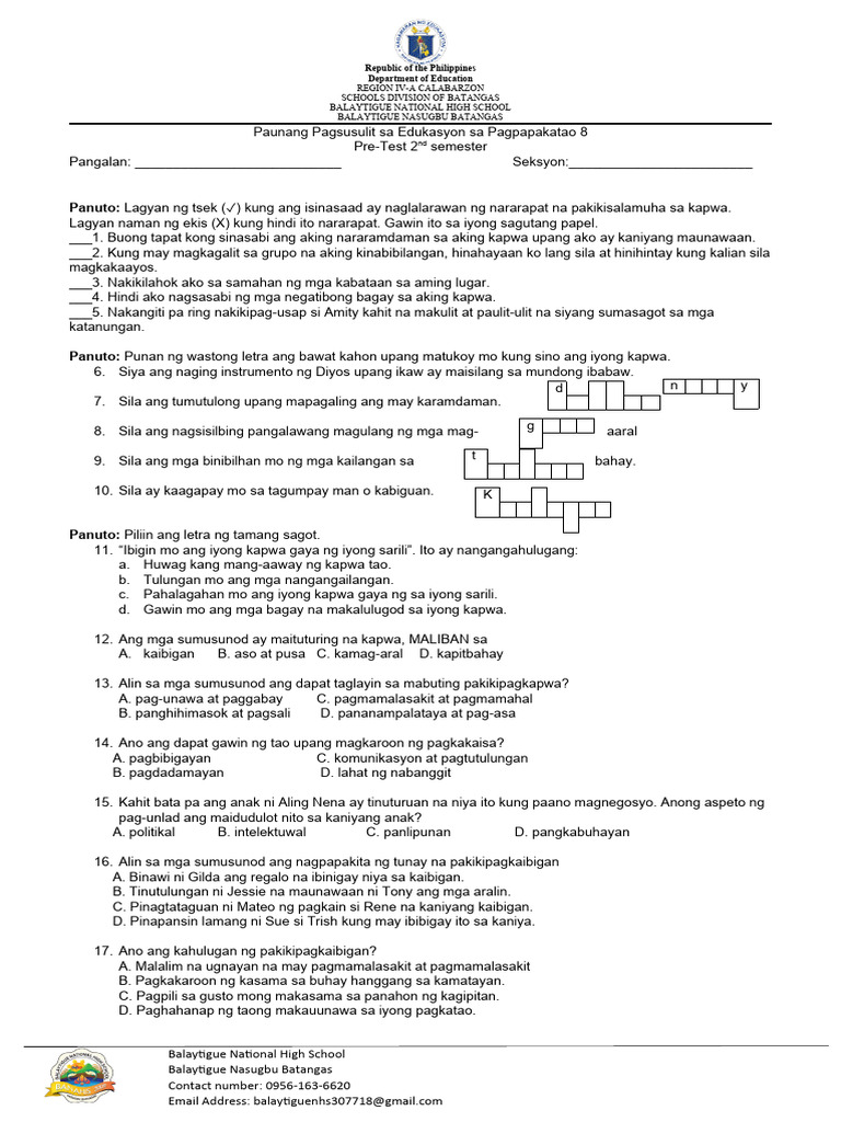 2nd Qtr. Summative W.key | PDF