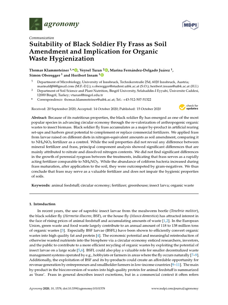 Suitability of Black Soldier Fly Frass As Soil | PDF | Soil | Fertilizer