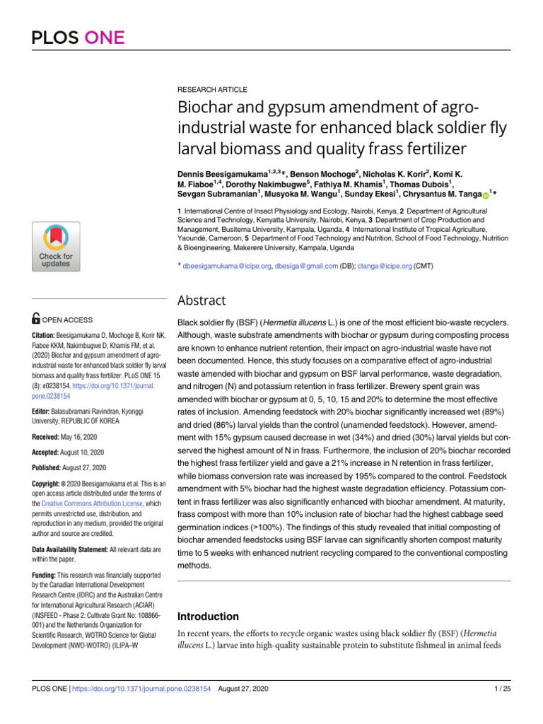 Biochar and Gypsum Amendment of Agro-Industrial Waste For Enhanced ... Biochar and Gypsum Amendment of Agro-Industrial Waste For Enhanced ...