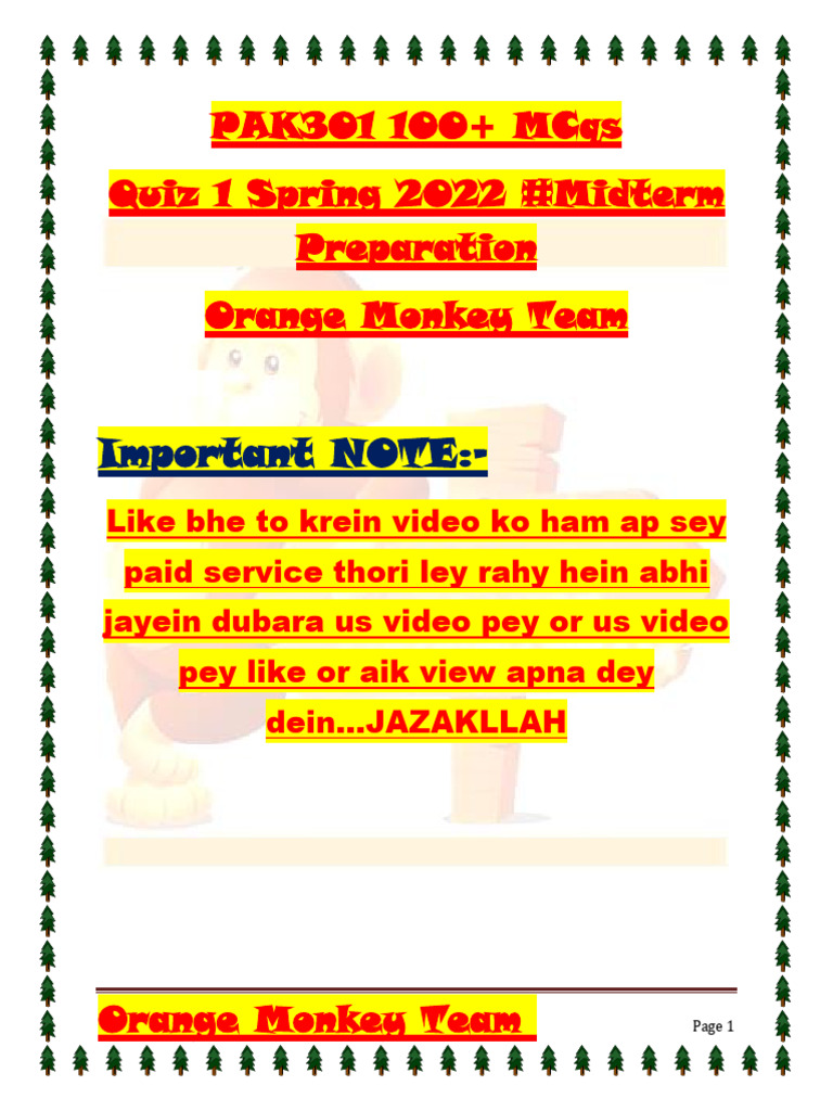 Pak301 Quiz 1 Mid Term Mcqs Download Free Pdf All India Muslim