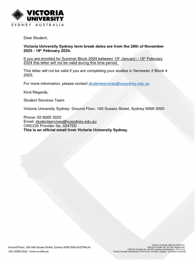 UG - VU Break Term Letter | PDF