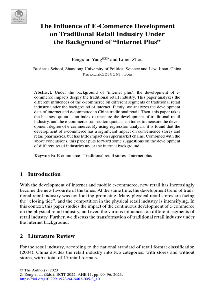 The Influence of E-Commerce Development On Traditional Retail Industry Under The Background of ...