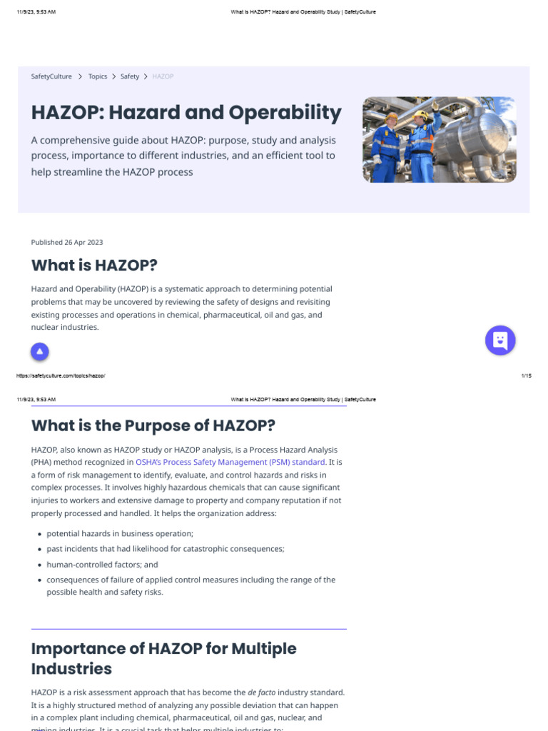 What Is HAZOP - Hazard and Operability Study - SafetyCulture | PDF | Risk | Risk Assessment