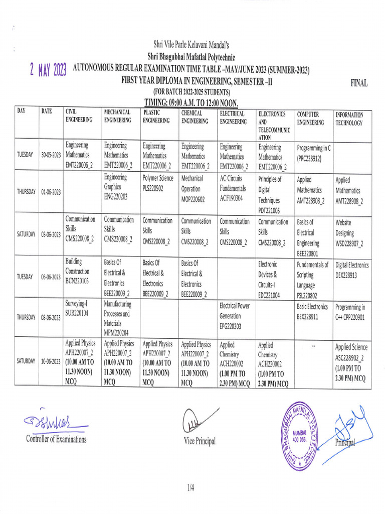 526CDoc - Exam Time Table Summer-2023 | PDF 526CDoc - Exam Time Table Summer-2023 | PDF