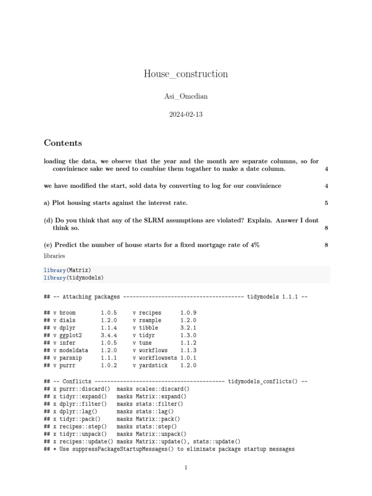 Home Construction | PDF | Errors And Residuals | Statistics