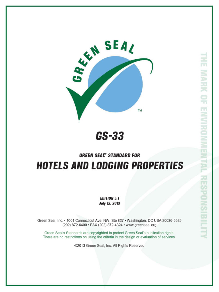 Green Seal Standard For Hotels and Lodging Properties | PDF | Efficient ...