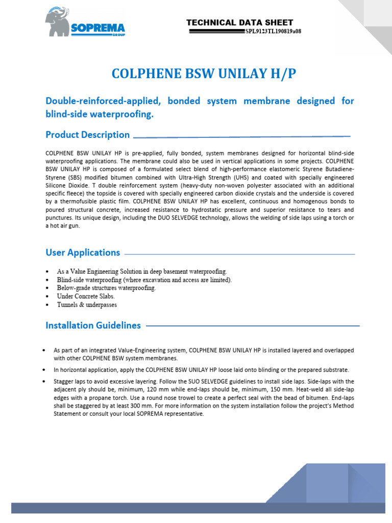 Colphene BSW Unilay HP | PDF | Specification (Technical Standard ...