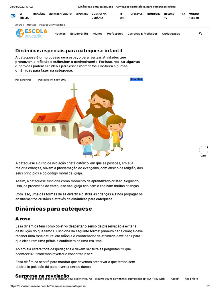 Dinâmicas para Catequese - Atividades Sobre Bíblia para Catequese Infantil | PDF | Catecismo ...