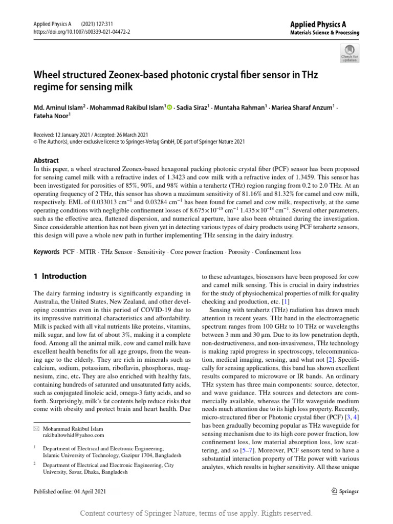 Wheel Structured Zeonex-Based Photonic Crystal Fib | PDF | Technology ...