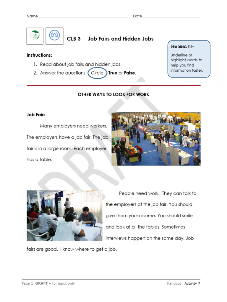 Handout Activity 7 Job Fairs and Hidden Jobs JS 3 | PDF