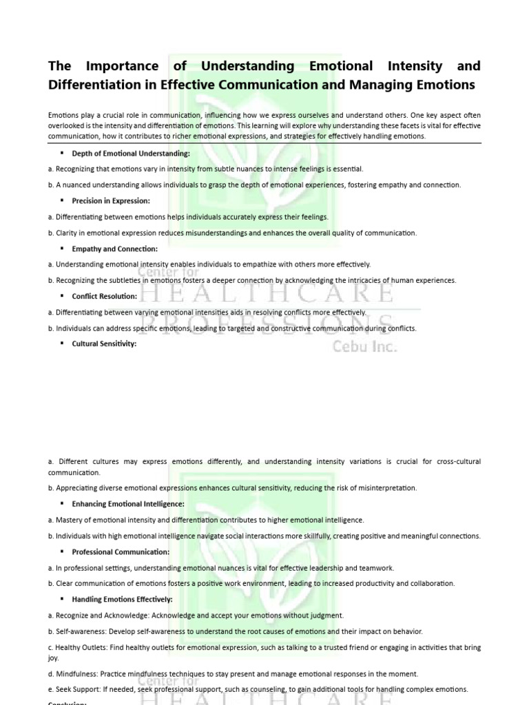 The Importance of Understanding Emotional Intensity and Differentiation ...