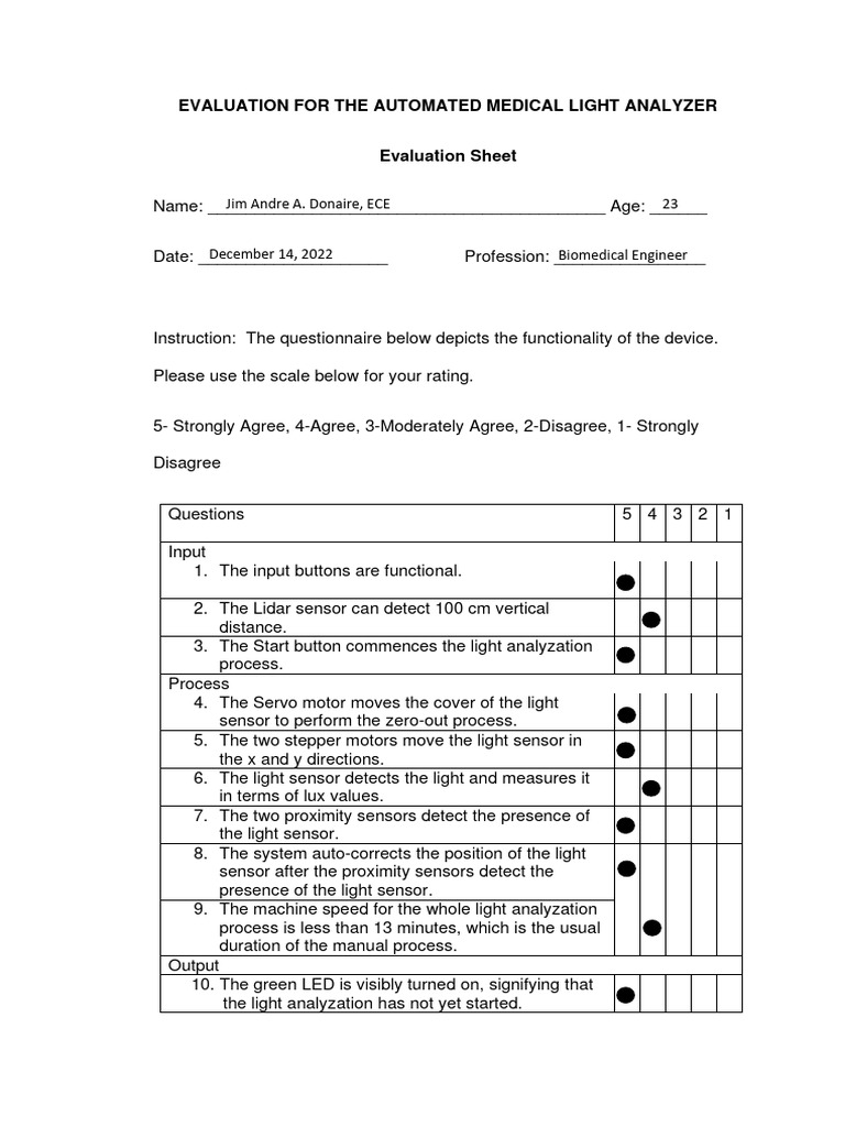 Automated Medical Light Analyzer Questionnaire | PDF | Sensor