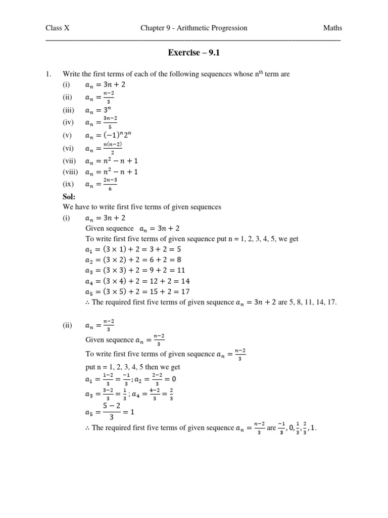 Chapter 9 Arithmetic Progressions | PDF | Mathematics