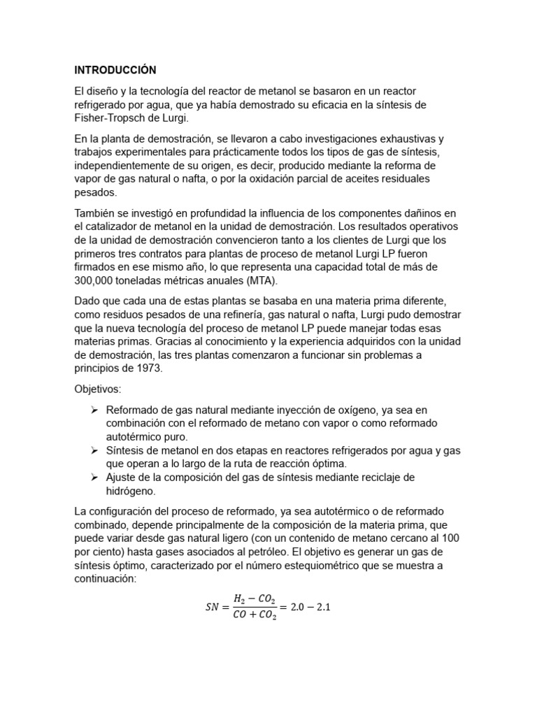 Proceso Lurgi | PDF | Agua | Refinería de petróleo