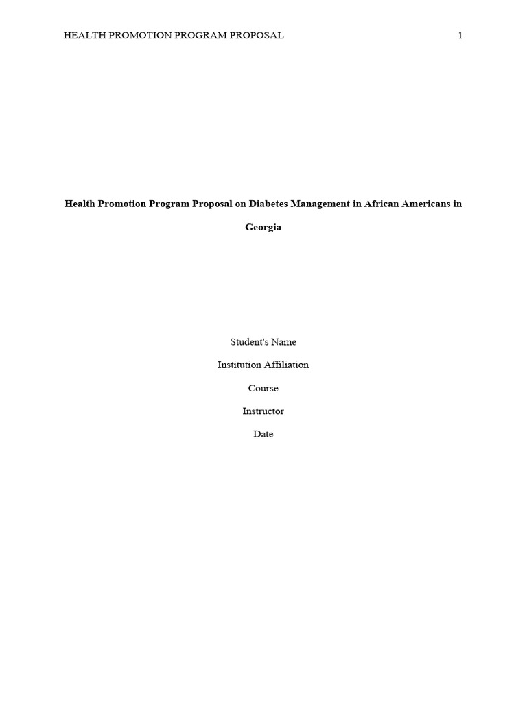 Health Promotion Program Proposal To Reduce Complications Related To ...