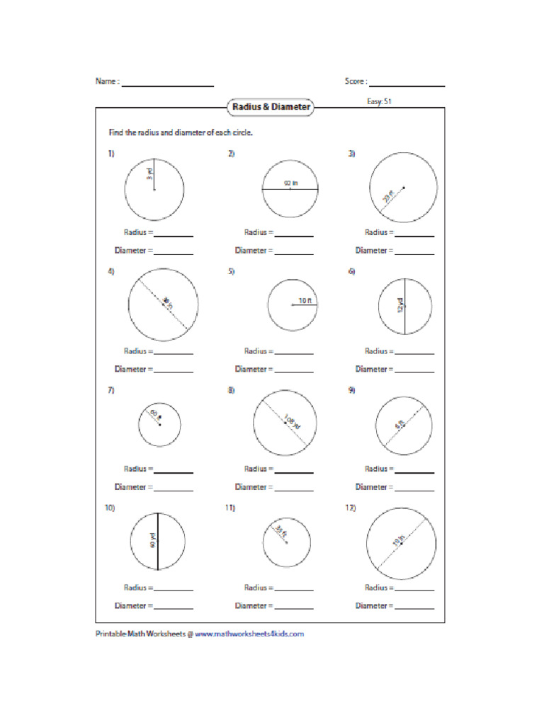 GRD 5 - Radius, Diameter, Circumference | PDF