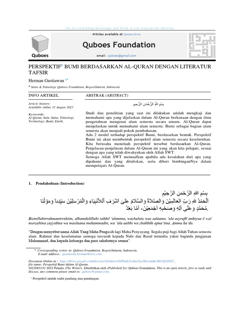 Perspektif Bumi Dalam Al-Quran - R01 | PDF