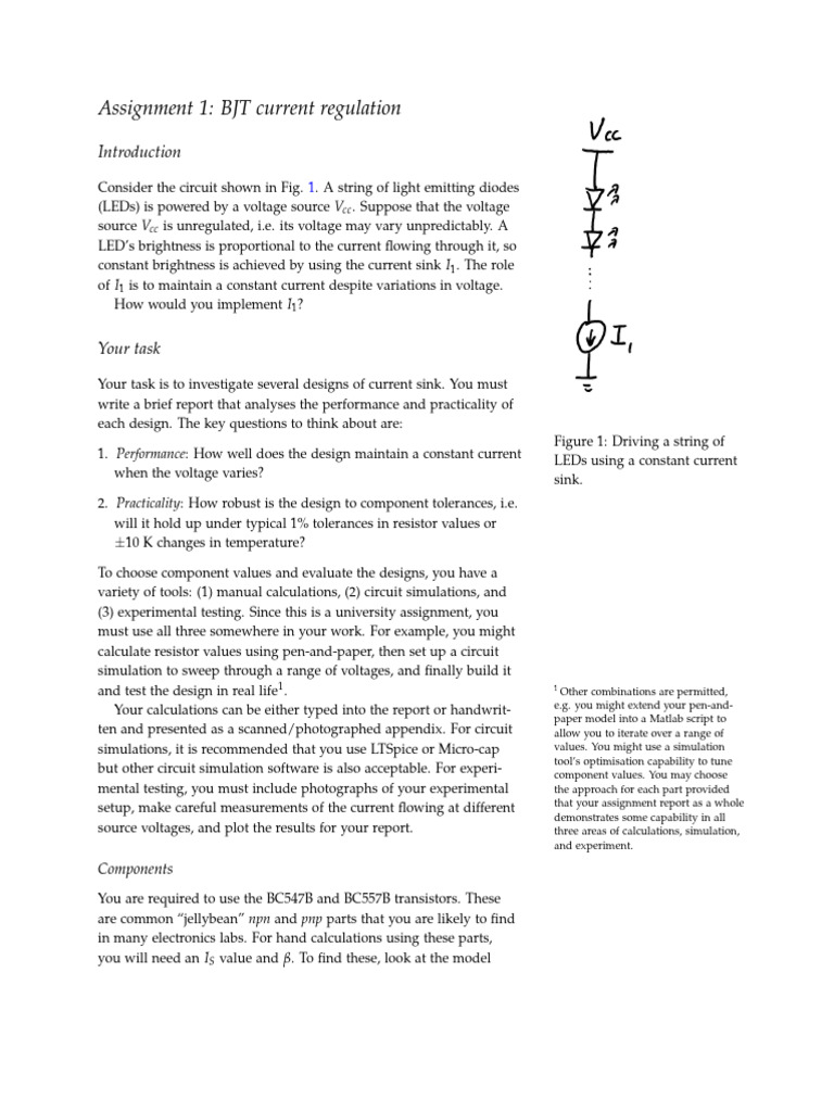 Assignment 1 (Investigation of BJT Current Regulation) | PDF | Electrical Network | Bipolar ...