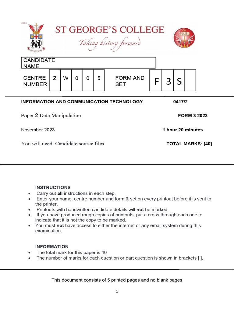 ICT Paper 2 Data Manipulation Guide | PDF | Document | Comma Separated ...