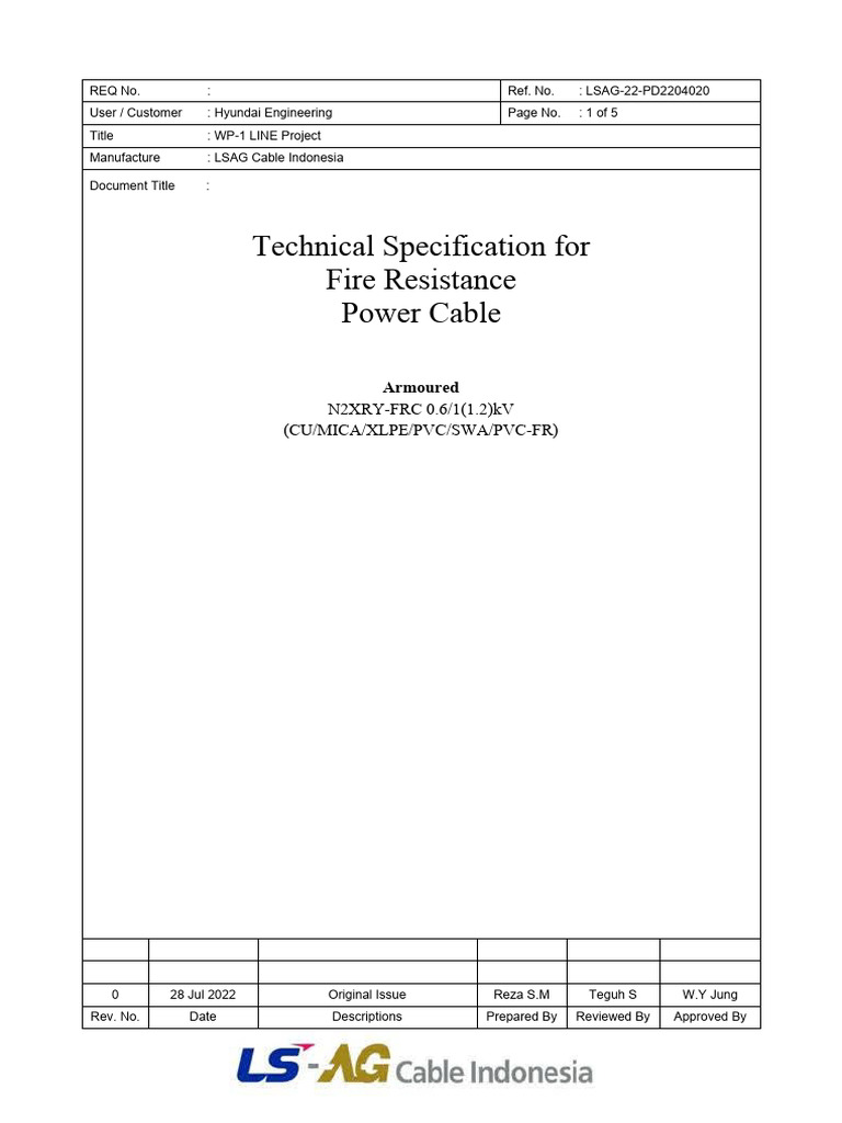 TECHNICAL SPECIFICATION - POWER FRC CABLE-Hyundai Engineering - WP-1 ...