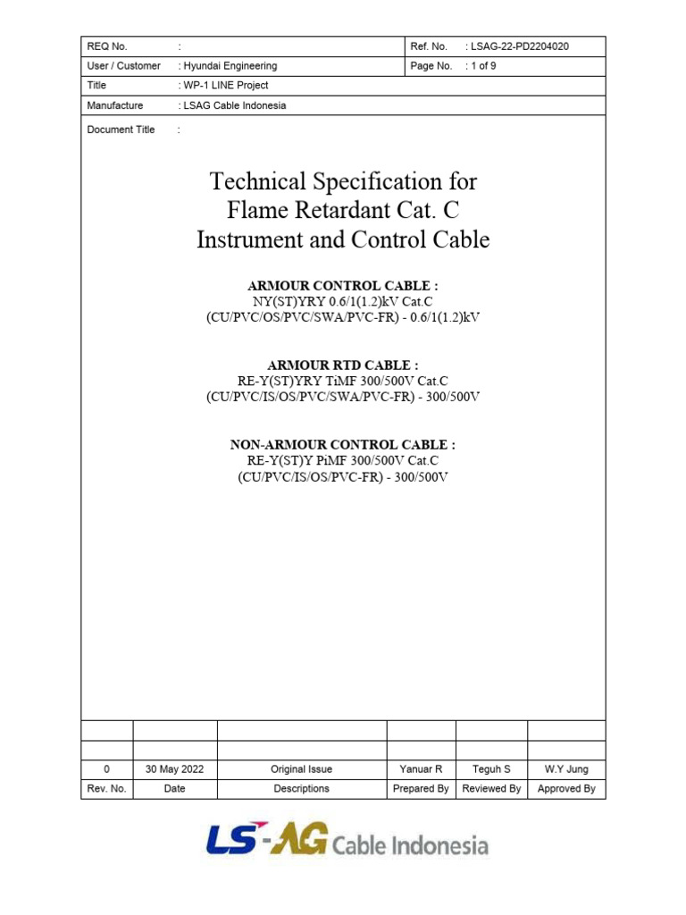 TECHNICAL SPECIFICATION - INSTRUMENT & CONTROL CABLE-Hyundai ...