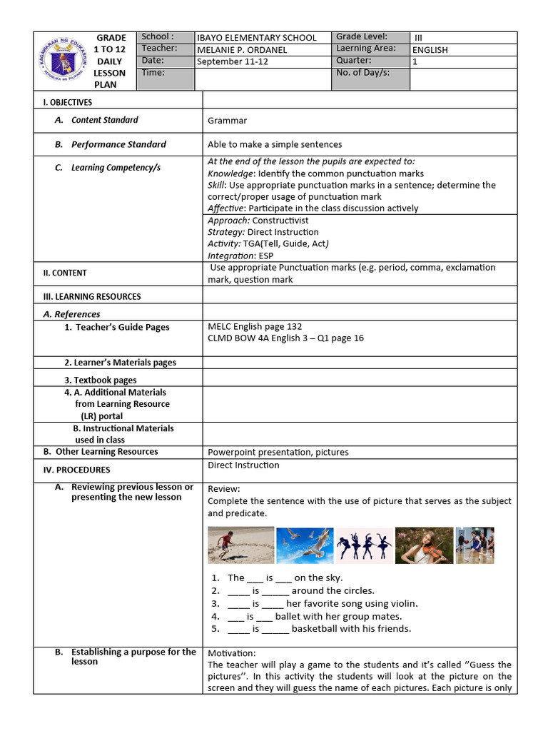 DLP - English 3 - Q1 WK3 | PDF | Punctuation | Learning