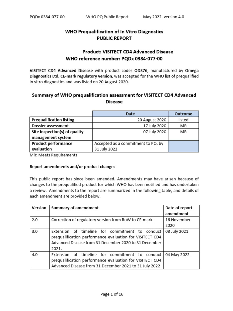 PQDX 0384-077-00 VISITECT-CD4 Advanced-Disease v4.0 | PDF | Sensitivity ...