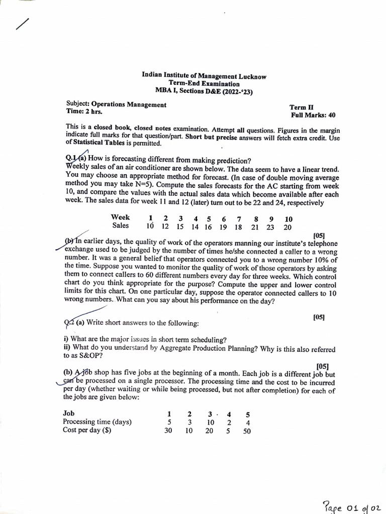 OM-End-KNS | PDF | Forecasting | Statistics