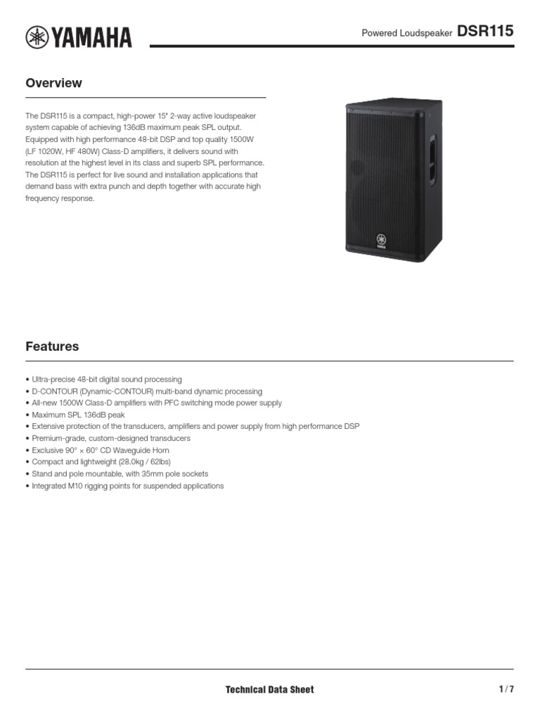 YAMAHA_DSR115_SPEC | PDF | Loudspeaker | Microphone