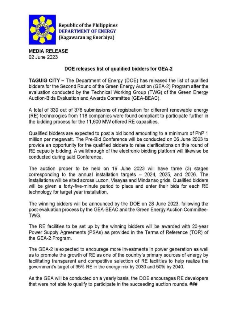 GEAP - List of Qualified Bidders and Conduct of Pre-Bid Conference | PDF