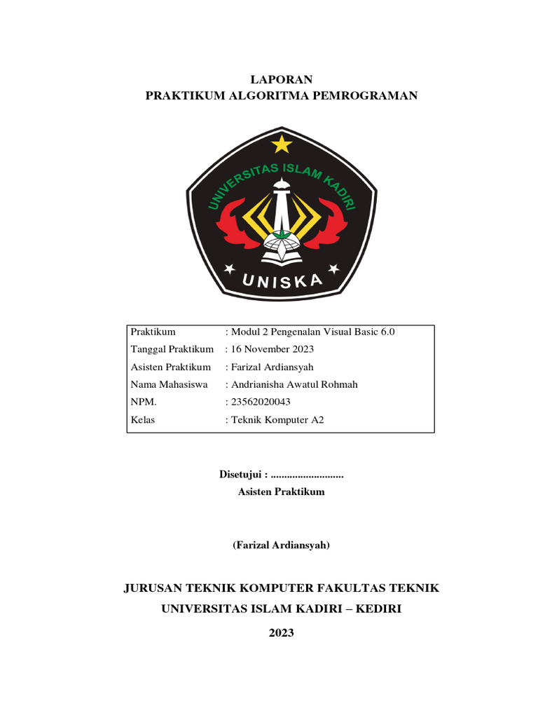Laporan Praktikum Algoritma Pemrograman (Modul 2 - Pengenalan Visual ... Laporan Praktikum Algoritma Pemrograman (Modul 2 - Pengenalan Visual ...