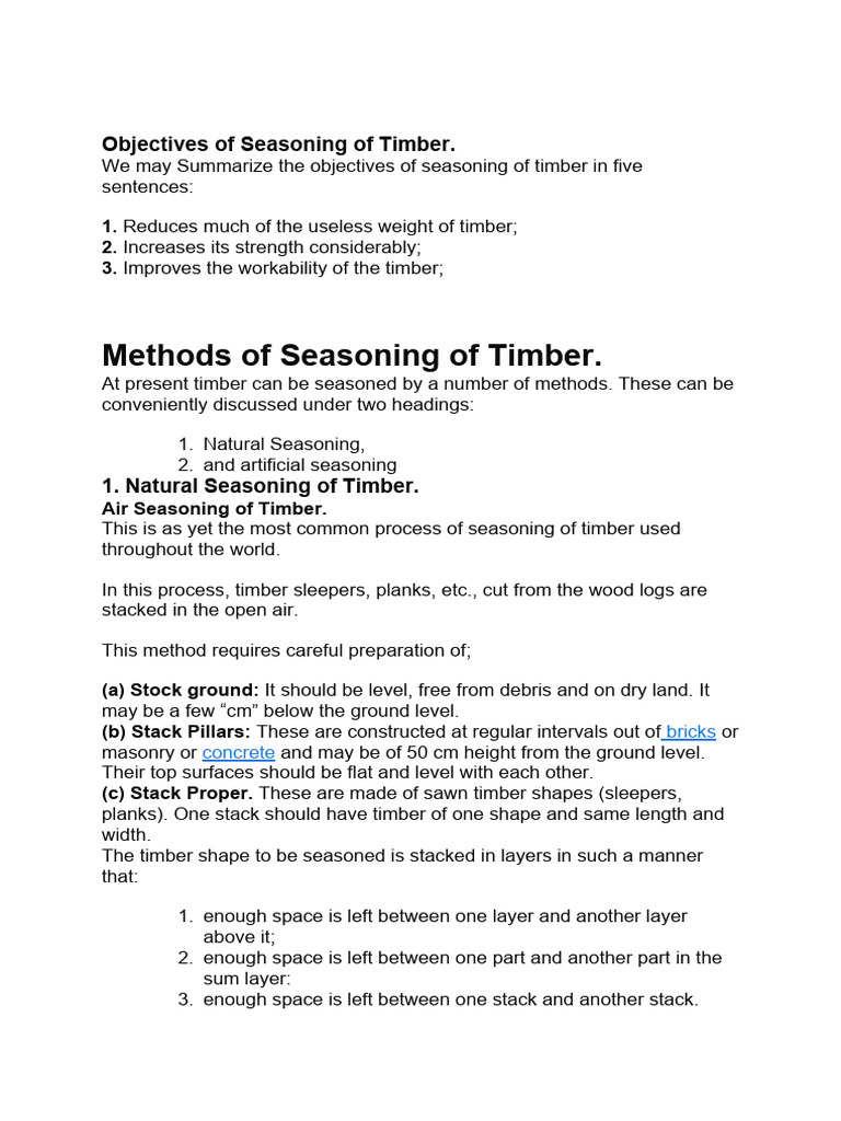 Seasoning Timber | Download Free PDF | Lumber | Physical Sciences