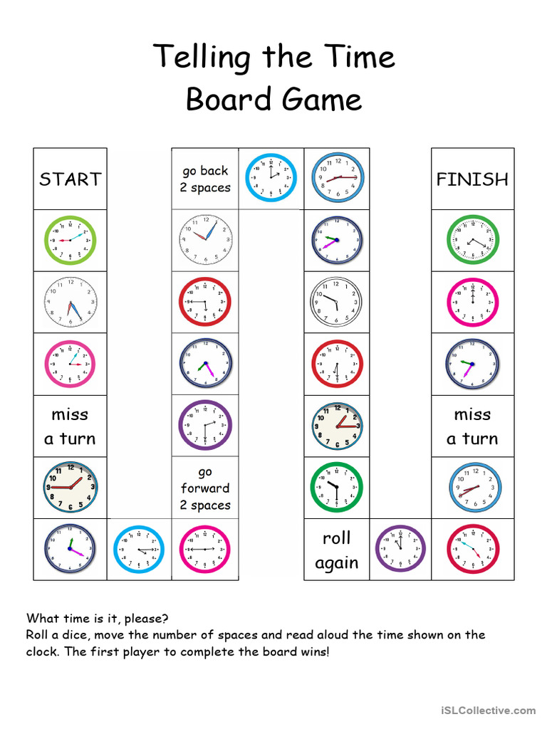 Telling The Time Board Game | PDF
