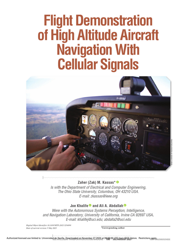 Flight Demonstration of High Altitude Aircraft Navigation With Cellular ...