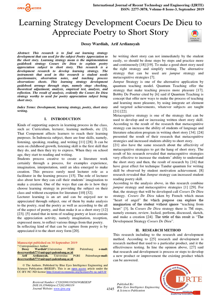 Learning Strategy Development Coeurs de Dieu To Appreciate Poetry To ...