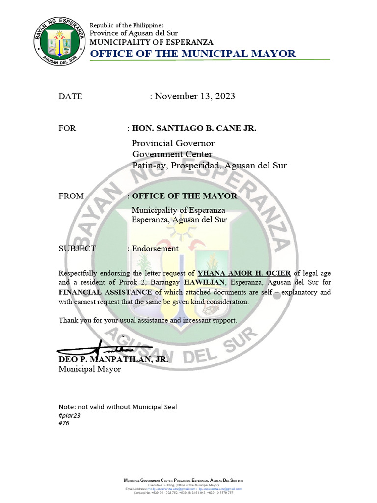 Financial Endorsement | PDF | Government