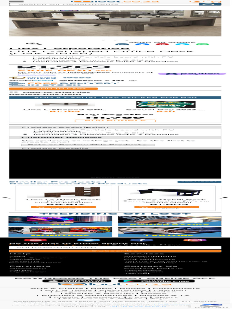 Linx L-Shaped Office Desk (Oak Finish) | PDF