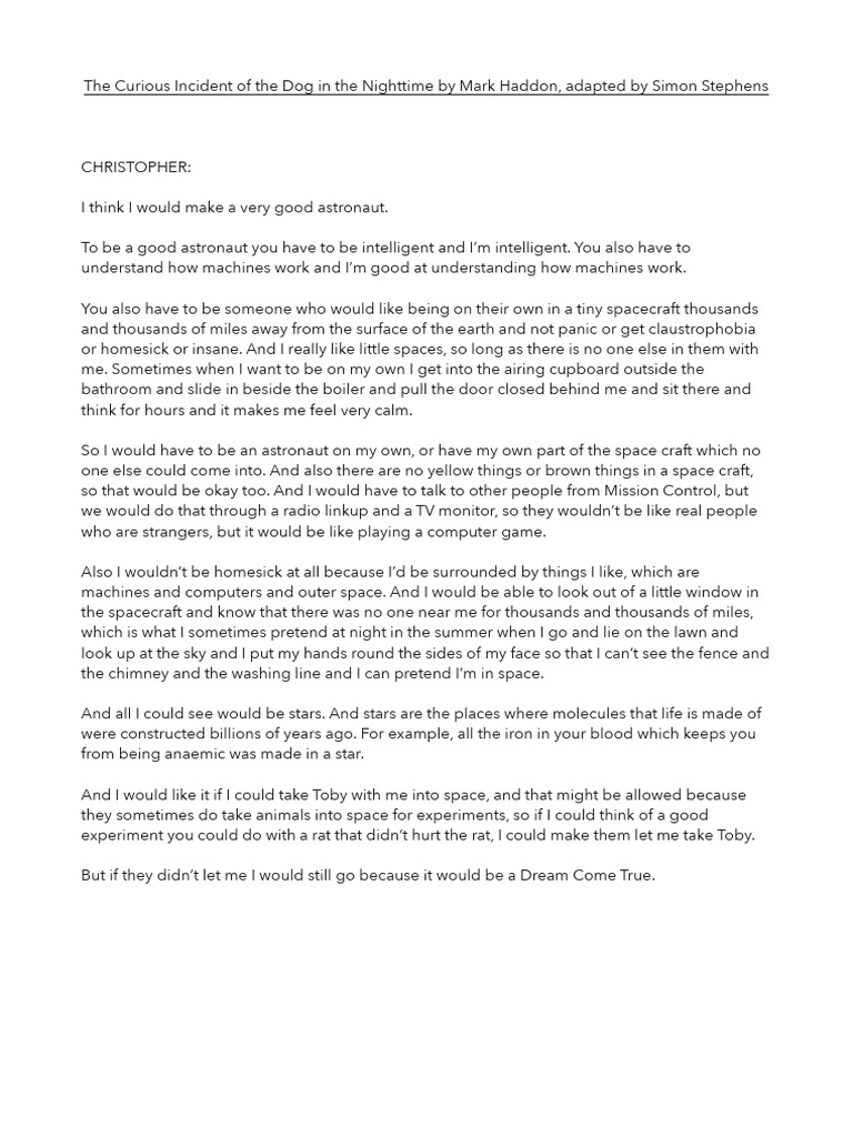 Curious Incident Christopher | PDF