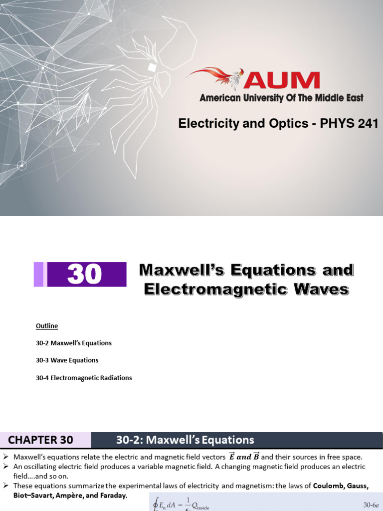 Ch. 30 - Maxwell's Equations and Electromagnetic Waves | PDF | Magnetic ...