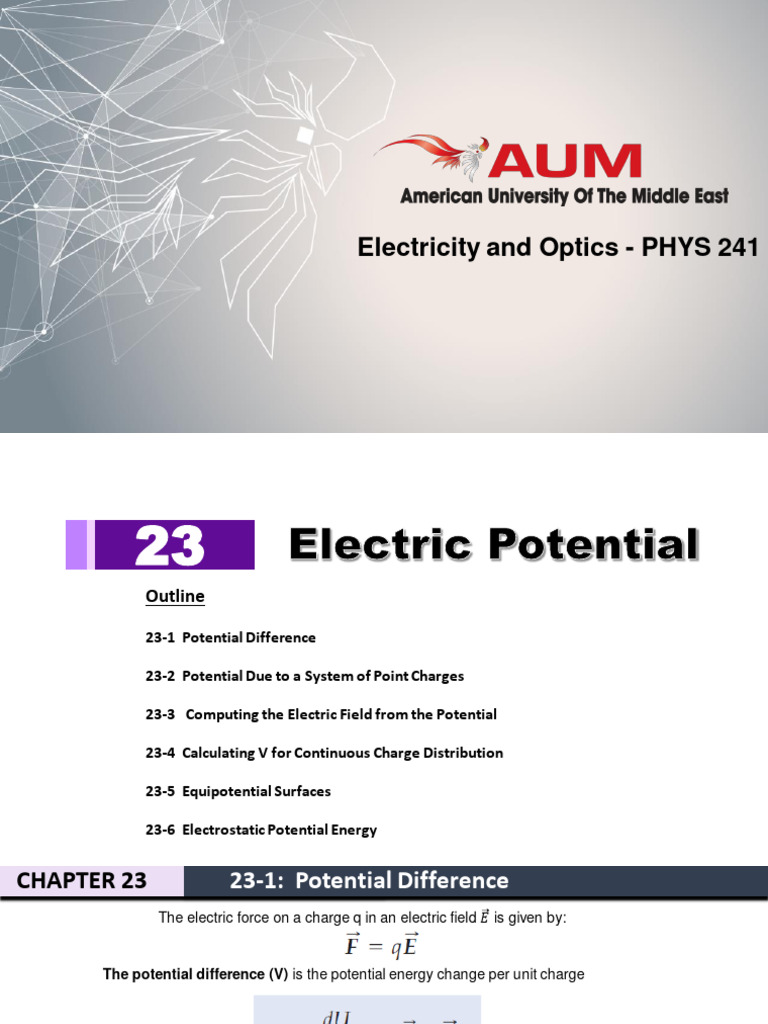 Ch. 23 - Electric-Potential | Download Free PDF | Electrostatics | Potential Energy