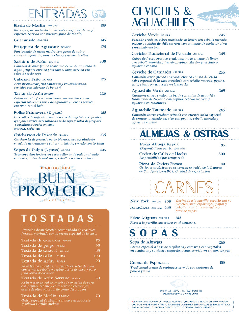 Menu - Esp.barracuda Dic 2023 Compressed | PDF
