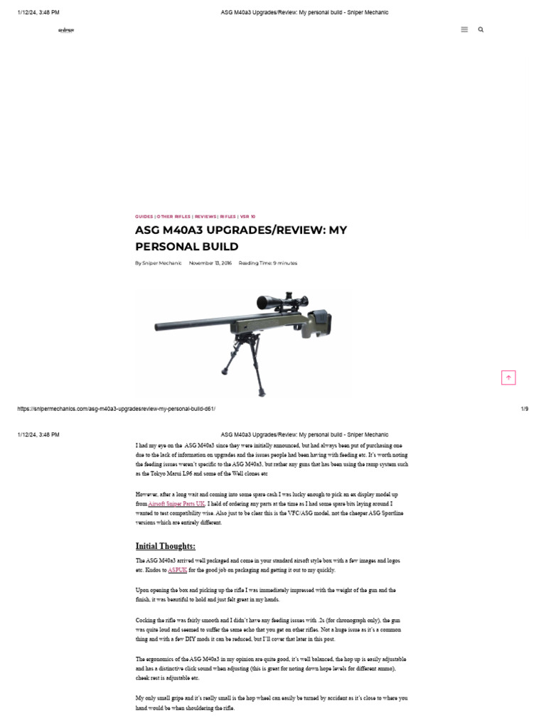 ASG M40a3 Upgrades - Review - My Personal Build - Sniper Mechanic | PDF ...