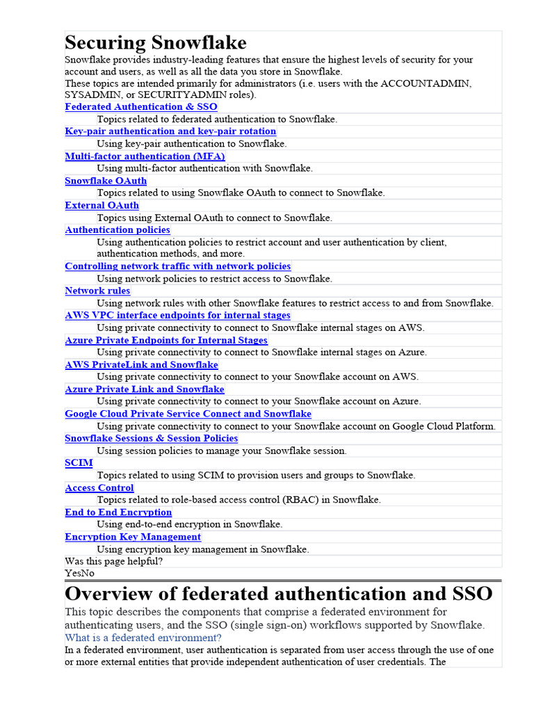 Securing Snowflake | PDF | Login | Password